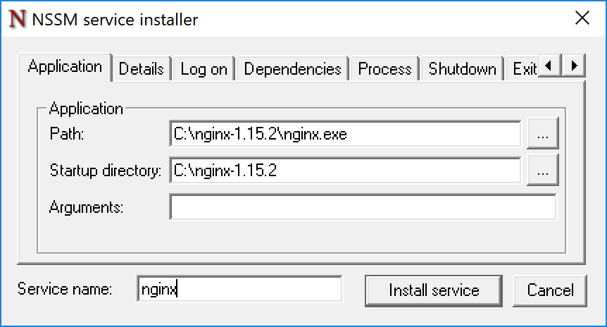 Installing Nignx as a Service on Windows